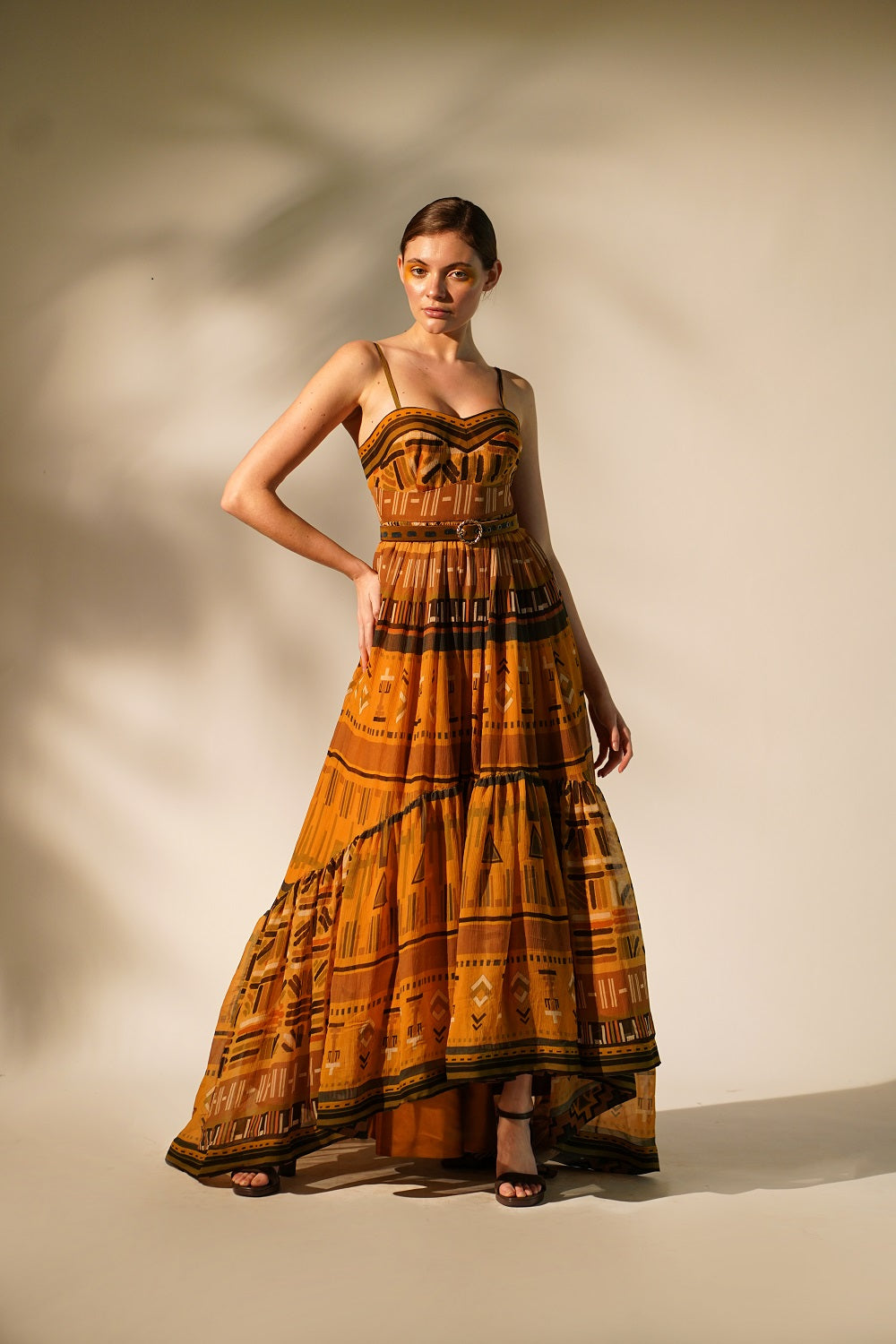 Mustard Aztec Print Maxi – Nikita Mhaisalkar