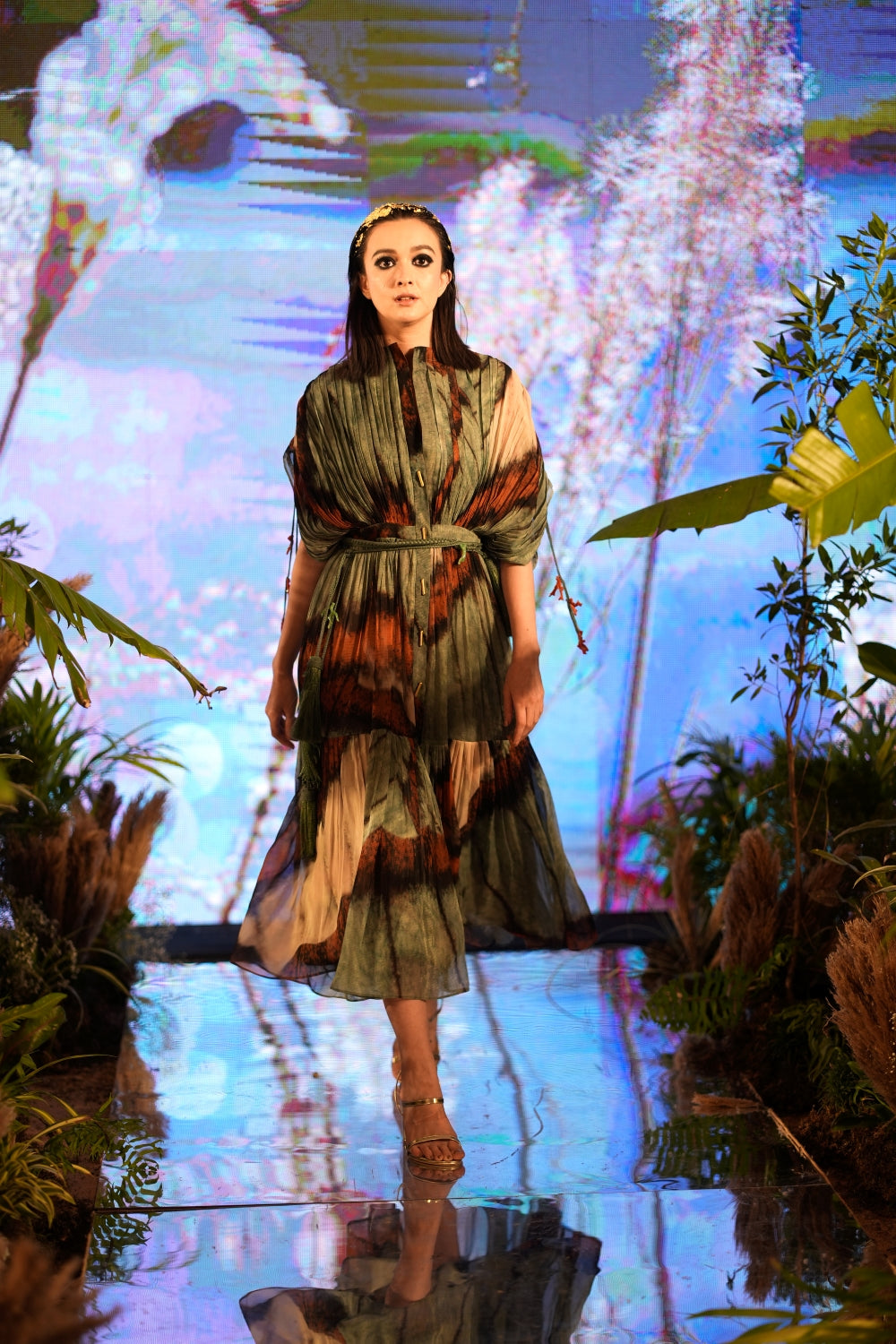 Powder Blue Butterfly Print Pleated Midi – Nikita Mhaisalkar