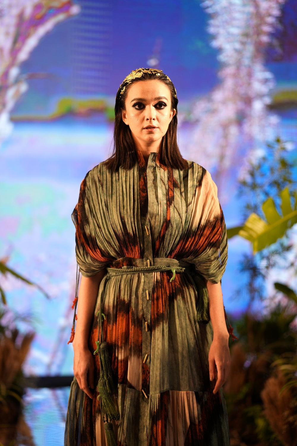 Powder Blue Butterfly Print Pleated Midi – Nikita Mhaisalkar